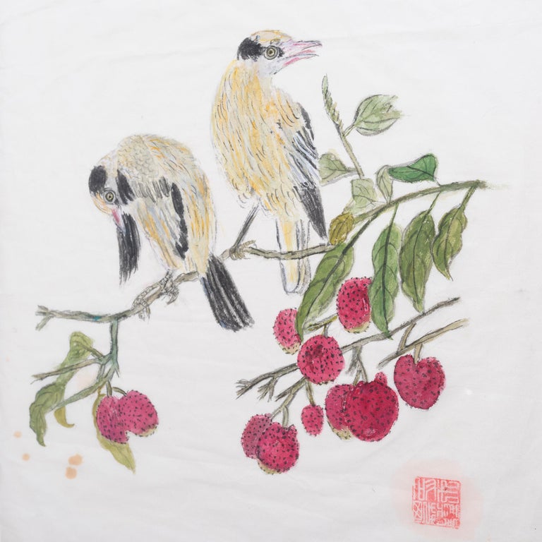 "Magpies in the Lychee Tree" Watercolor Painting at 1stDibs