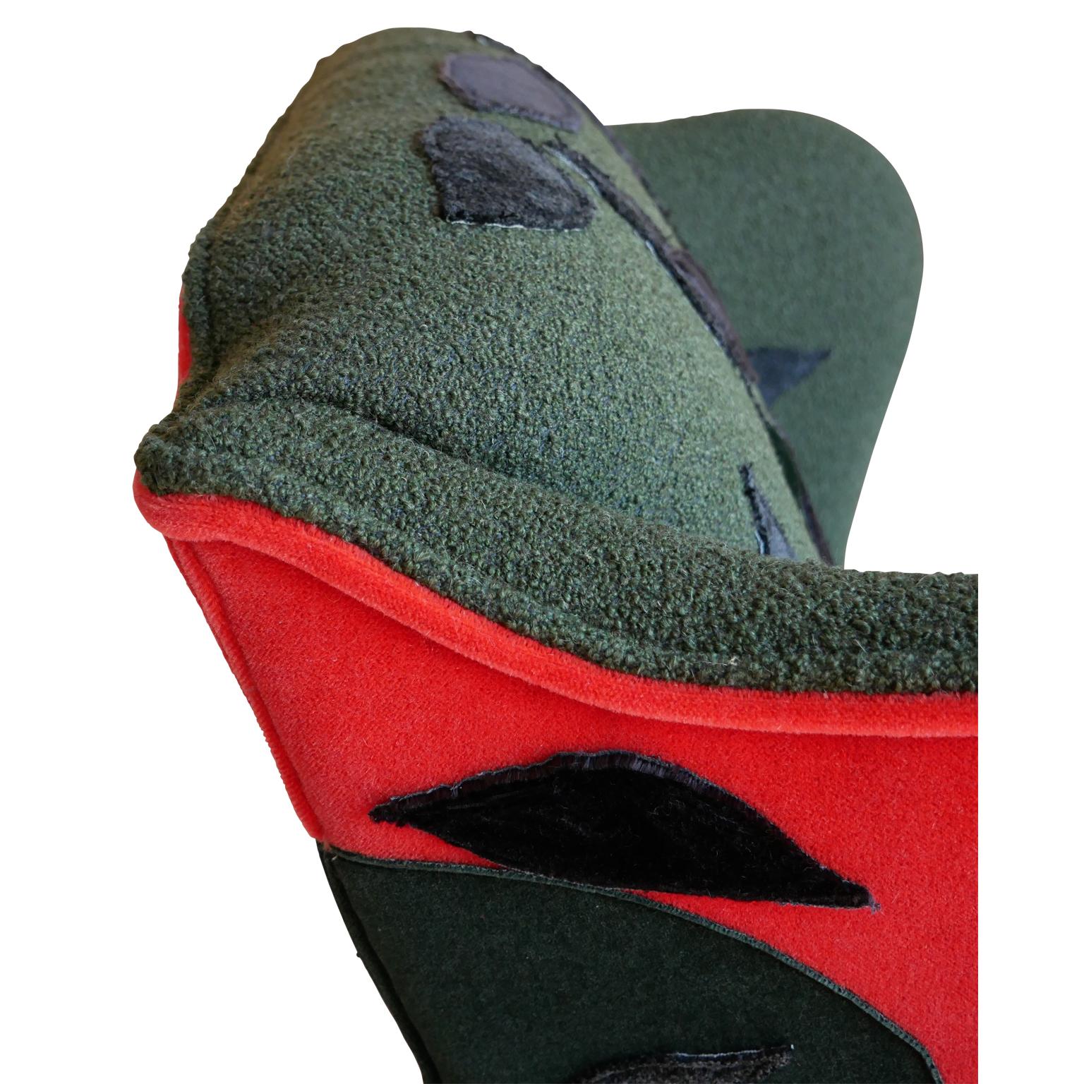 "Magritte Sunset II" Green and Red Wingback Armchair by Mary Beth ...