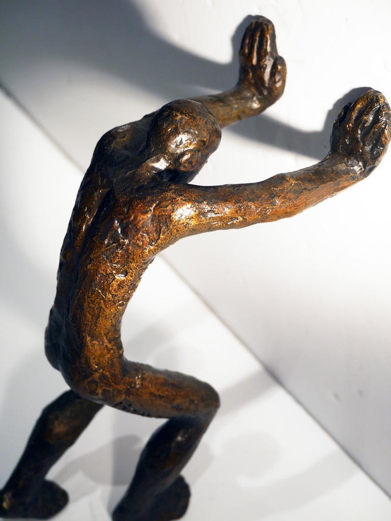 Maguy Banq - La Force, bronze sculpture, figurative human figure, man ...