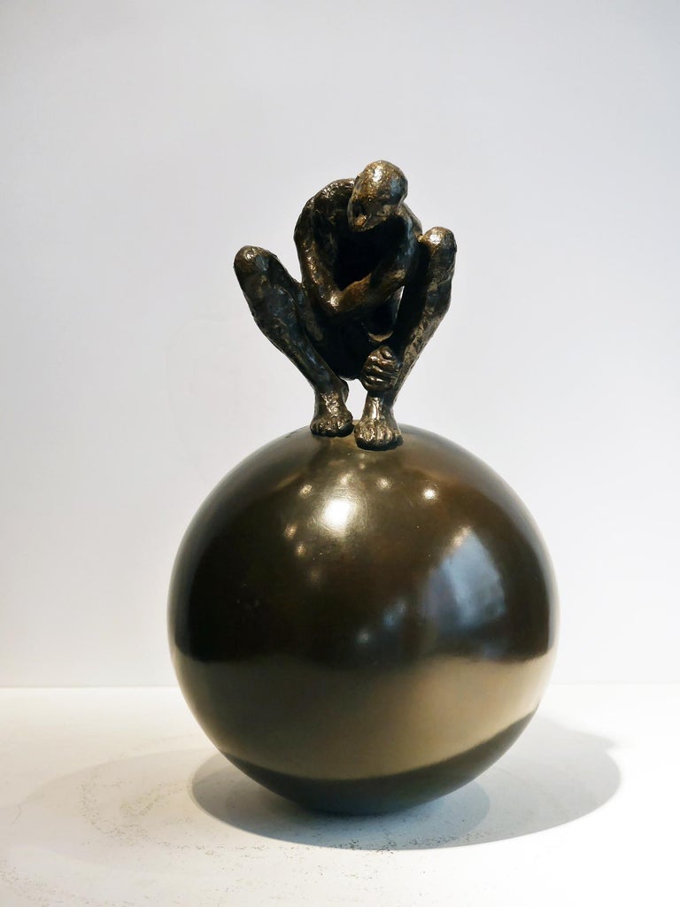 Maguy Banq - Soledad, bronze sculpture, figurative human figure, man on ...