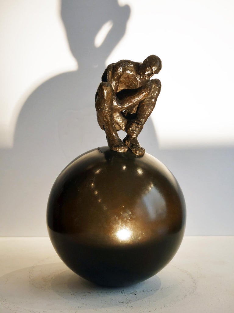 Maguy Banq - Soledad, bronze sculpture, figurative human figure, man on ...