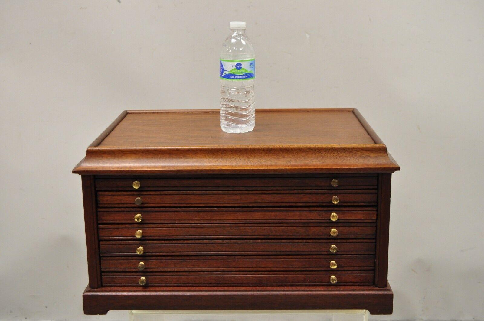 Mahogany 6 Drawer Coin Collectors Box Case 100 Coin Slots Brass Handles ...