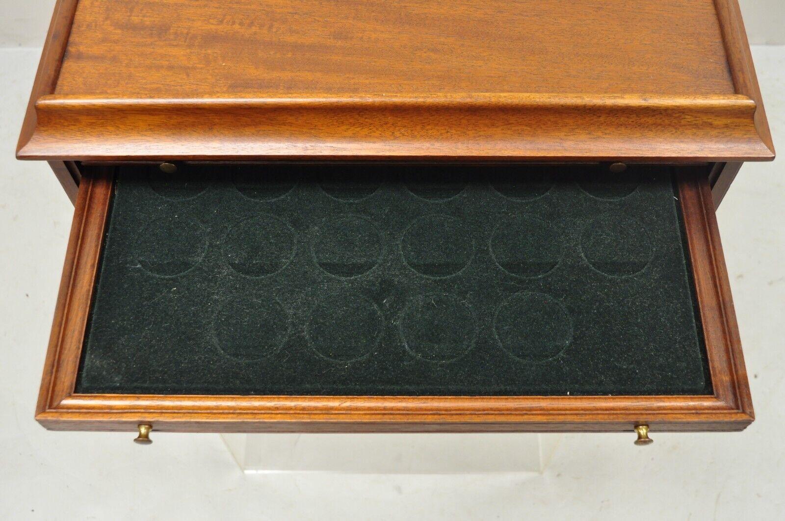 Mahogany 6 Drawer Coin Collectors Box Case 100 Coin Slots Brass Handles ...
