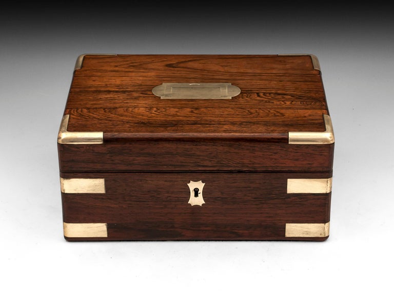 Mahogany and Brass Velvet Lined Jewelry Box at 1stDibs