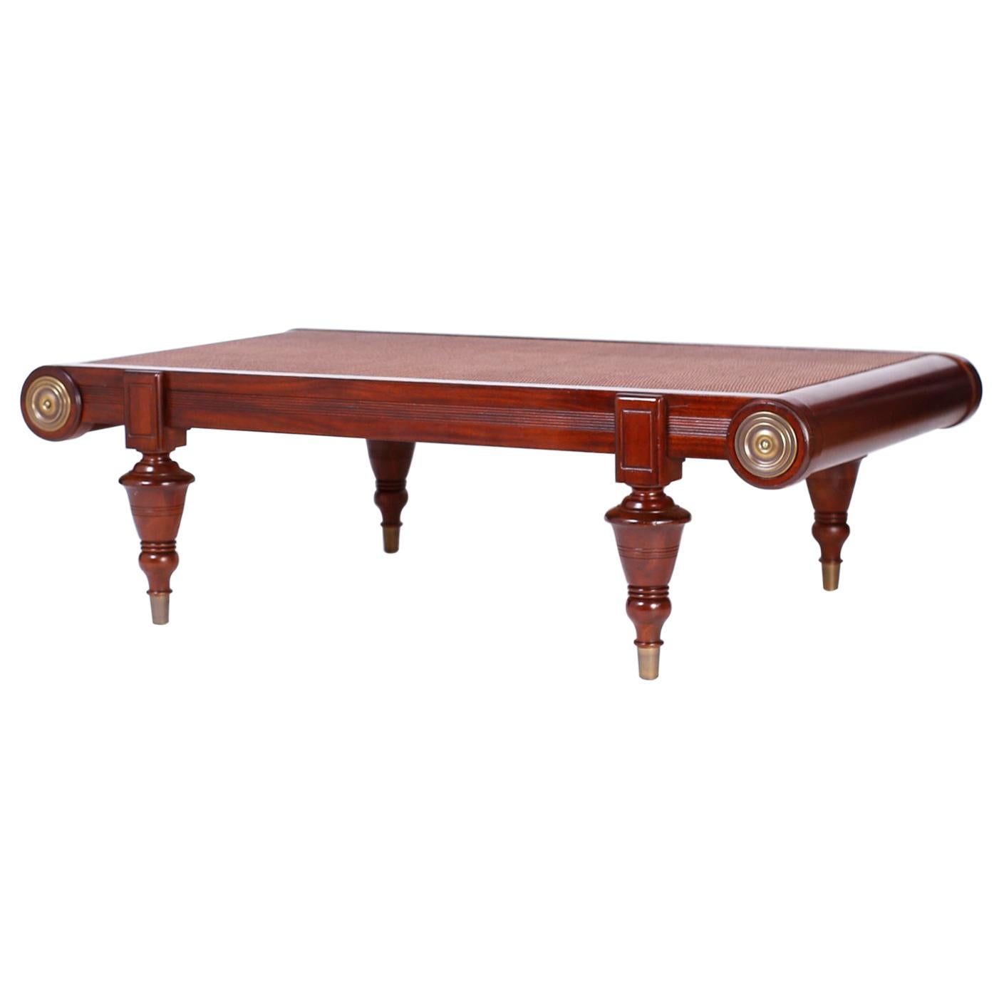 British Colonial Faux Bamboo and Grasscloth Square Coffee Table For ...