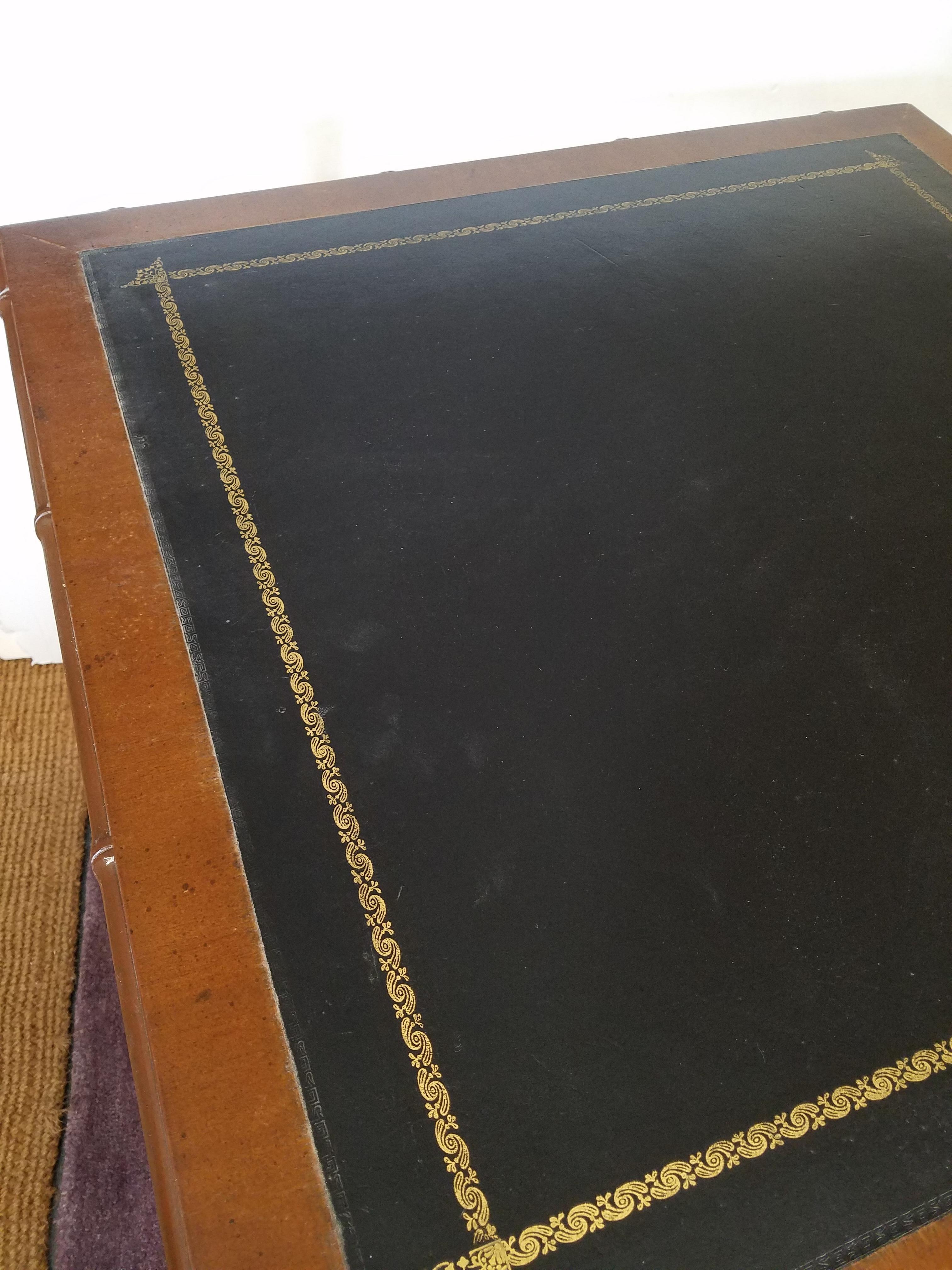 Mahogany and Leather Card Table Bamboo Motif at 1stDibs | topedcard