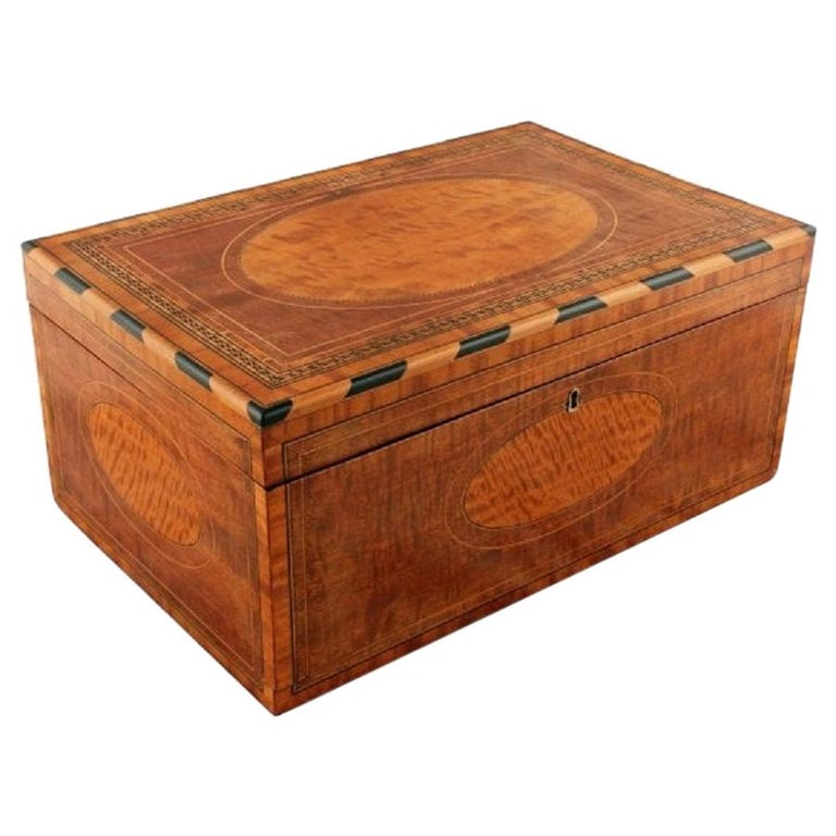 Mahogany and Satinwood Deed Box, 19th Century For Sale at 1stDibs