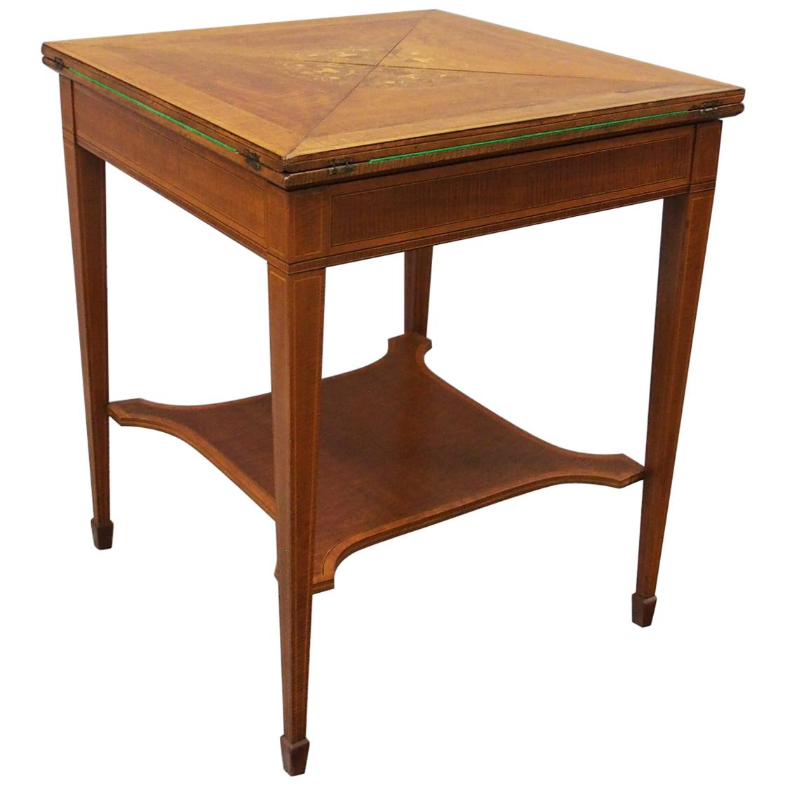 Mahogany and Satinwood Envelope Card Table For Sale at 1stDibs