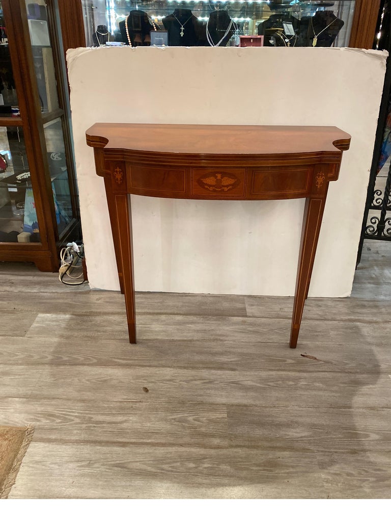 Mahogany and Satinwood Hepplewhite Flip Top Game Table Console For Sale ...