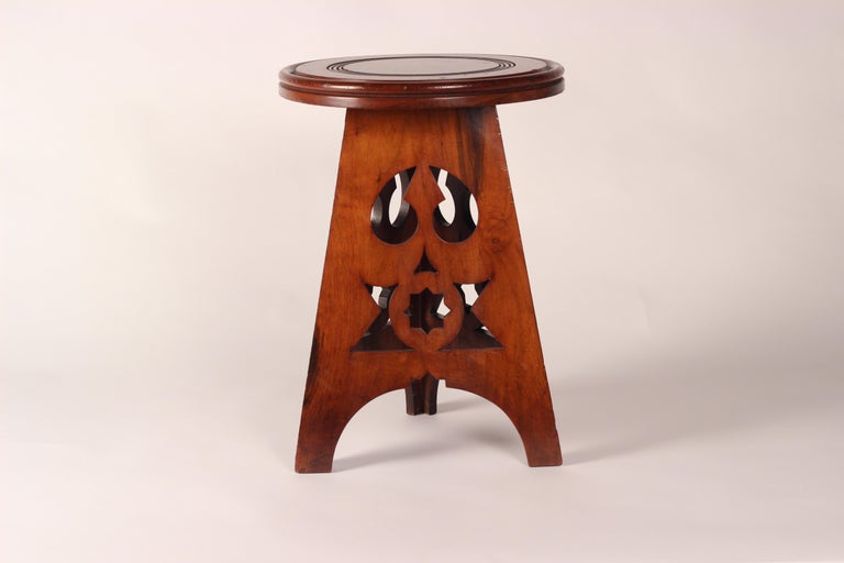 Mahogany Arts and Crafts Side Table with Turned Circular Top and ...