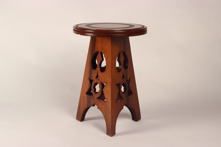 Mahogany Arts and Crafts Side Table with Turned Circular Top and ...