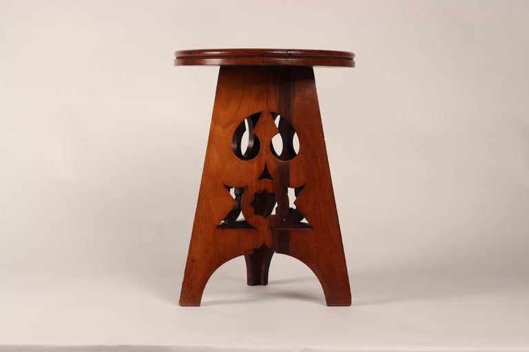 Mahogany Arts and Crafts Side Table with Turned Circular Top and ...