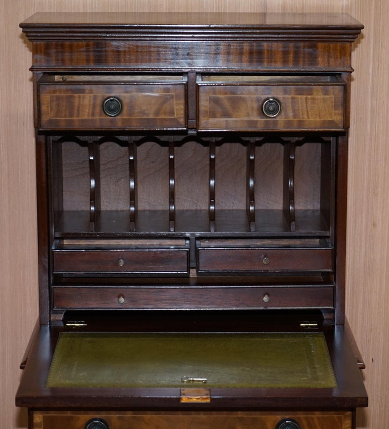 Mahogany Bevan Funell Desk Bureau Chest of Drawers Drop Front Green ...