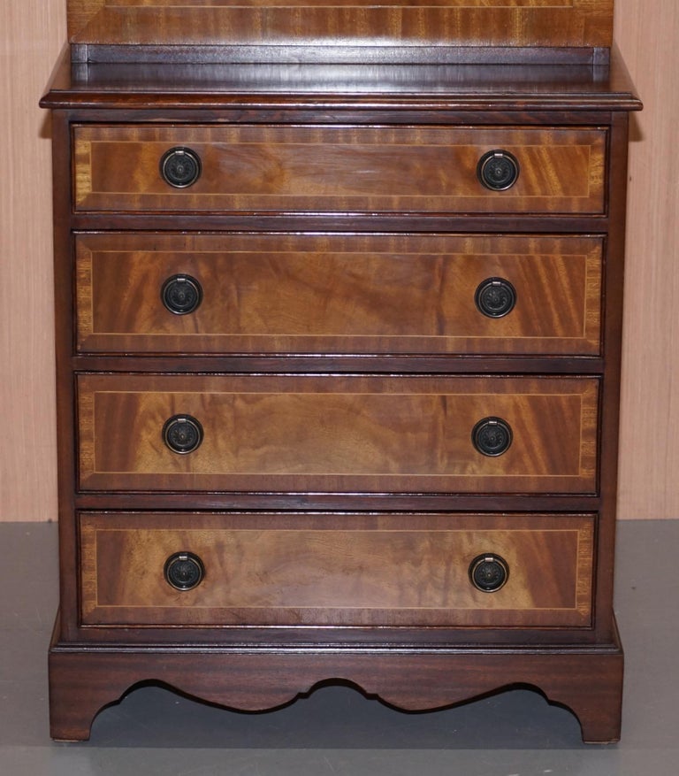 Mahogany Bevan Funell Desk Bureau Chest of Drawers Drop Front Green ...