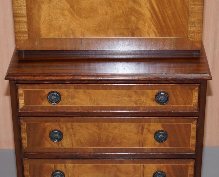 Mahogany Bevan Funell Desk Bureau Chest of Drawers Drop Front Green ...