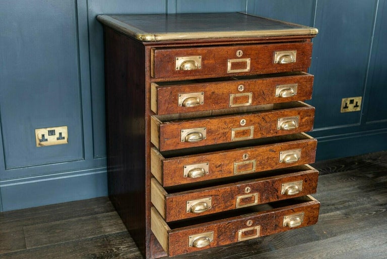 Mahogany Brass Capped Bankers Drawers, English, circa 1920 at 1stDibs