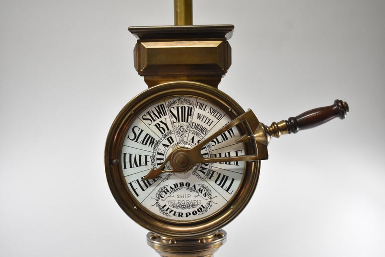 Mahogany and Brass Ships Telegraph Mounted Table Lamp For Sale at 1stDibs