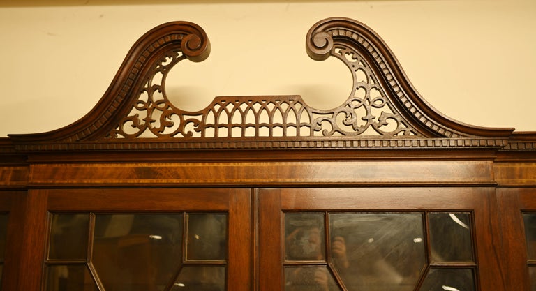 Mahogany Breakfront Bookcase Sheraton Secretaire Antique For Sale at ...