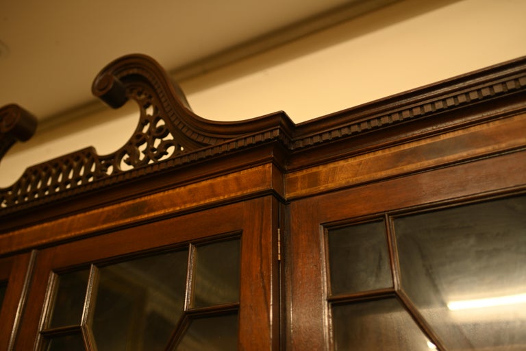 Mahogany Breakfront Bookcase Sheraton Secretaire Antique For Sale at ...