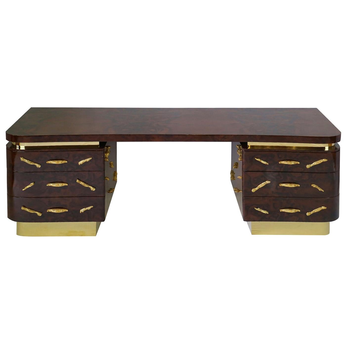 Postmodern Architectural Root Veneer Writing Desk Arch, Wieser, Vienna ...