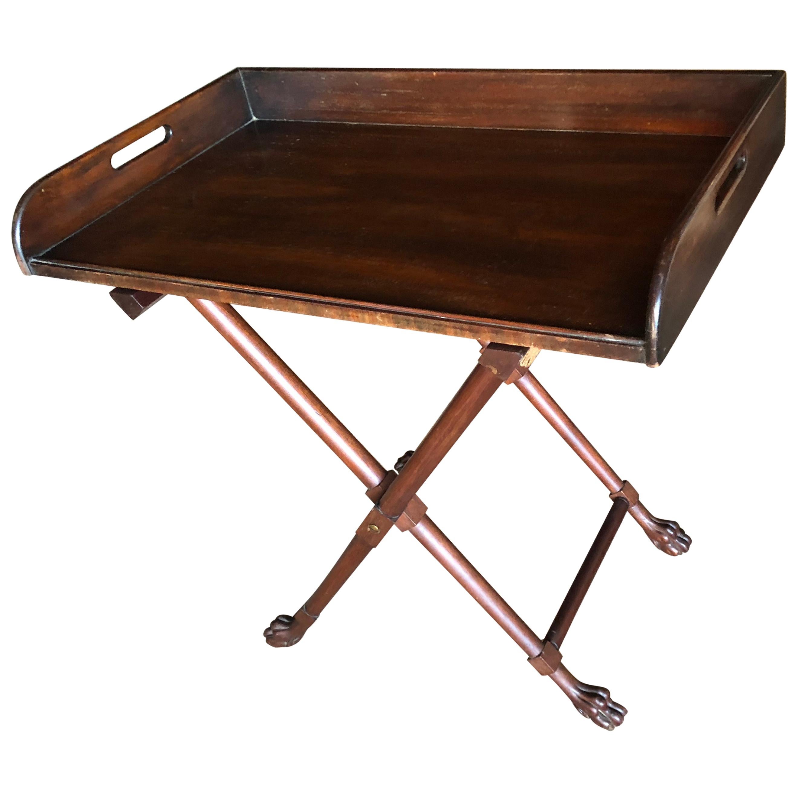 Antique British Yew Wood Butler's Tray Table at 1stDibs