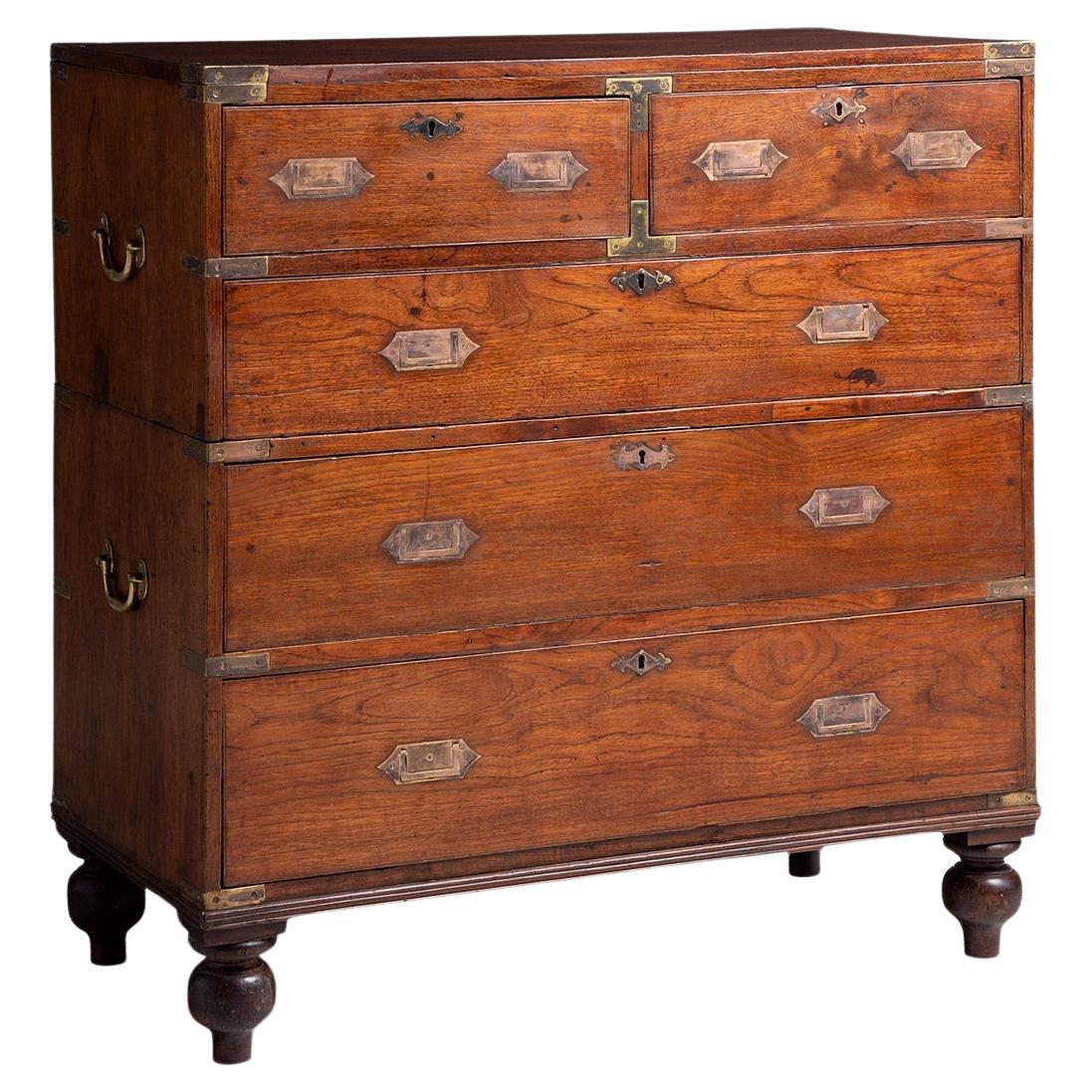 Campaign Chest of Drawers, England, circa 1850 For Sale at 1stDibs