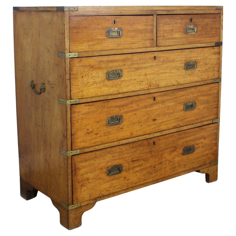 Mahogany Campaign Chest of Drawers, One Piece at 1stDibs