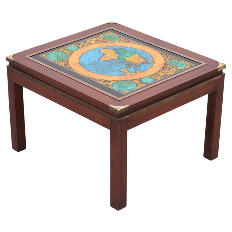 Mahogany Campaign Geographic Globe Table 1960s For Sale at 1stDibs