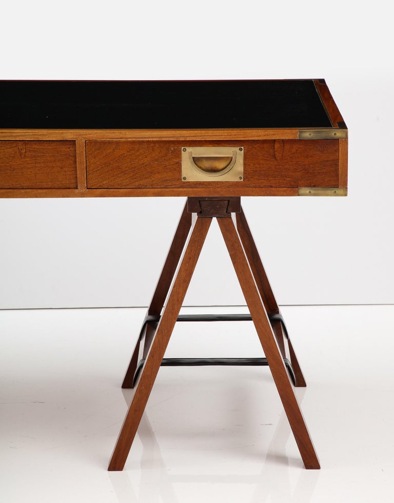 Mahogany Campaign Style Desk For Sale at 1stDibs