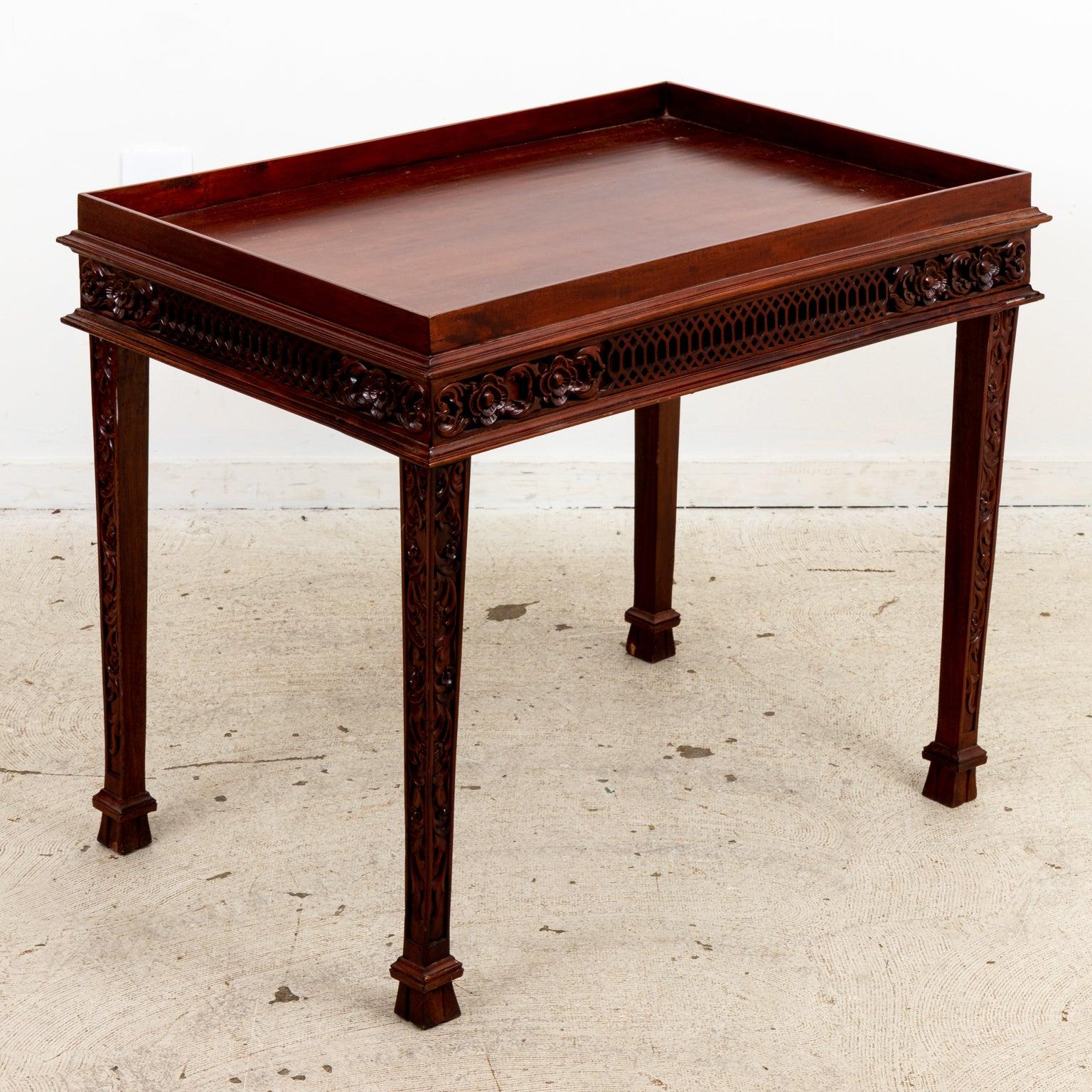 Mahogany Chinese Chippendale Tea Table For Sale at 1stDibs