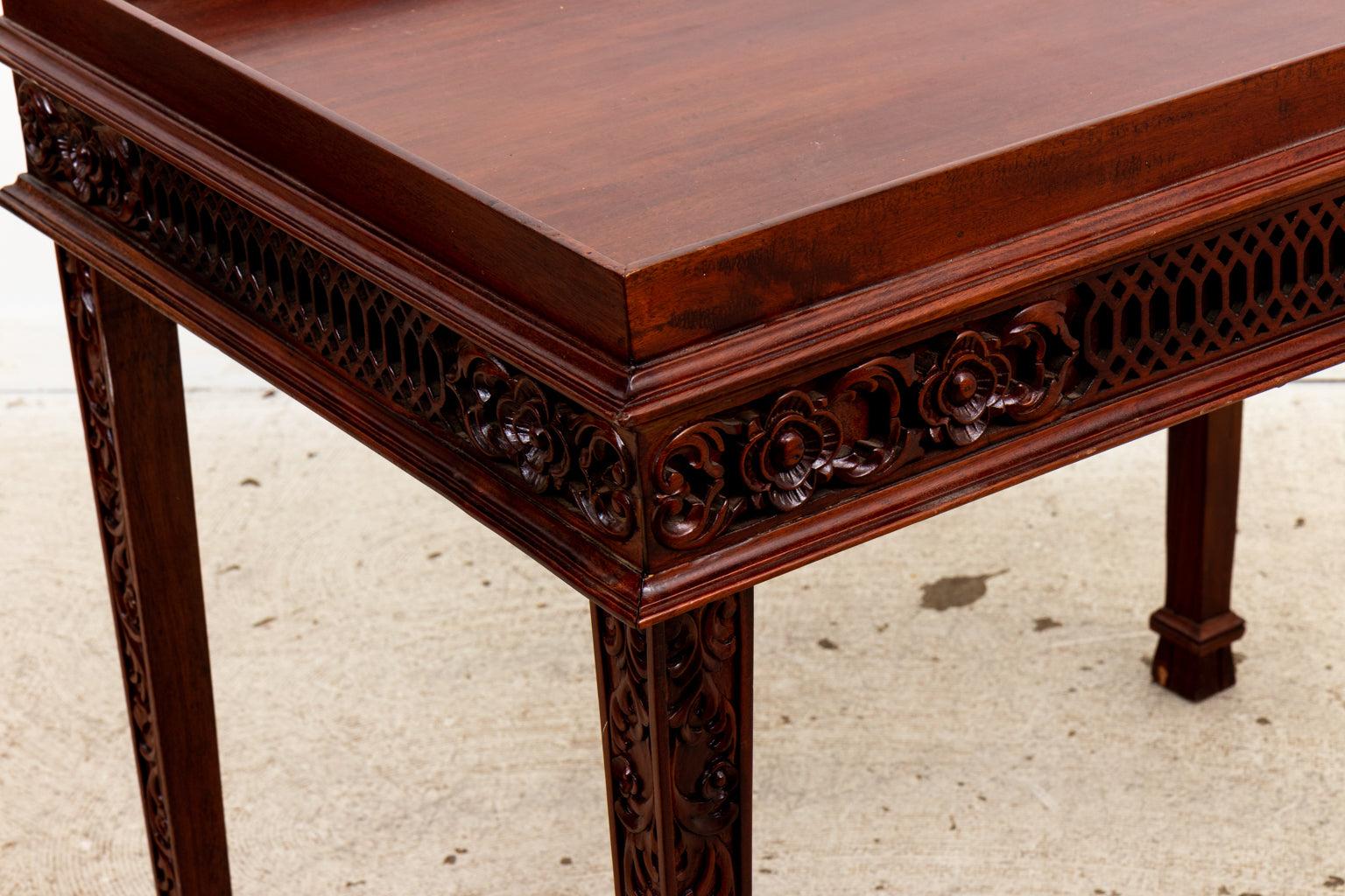 Mahogany Chinese Chippendale Tea Table For Sale at 1stDibs