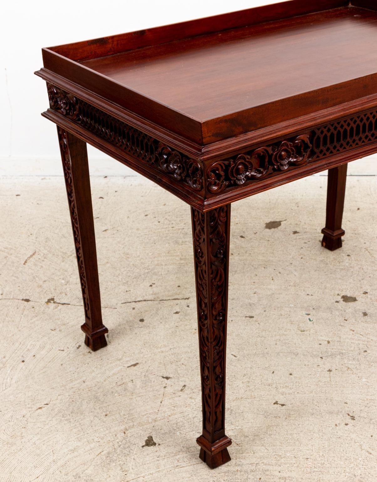 Mahogany Chinese Chippendale Tea Table For Sale at 1stDibs