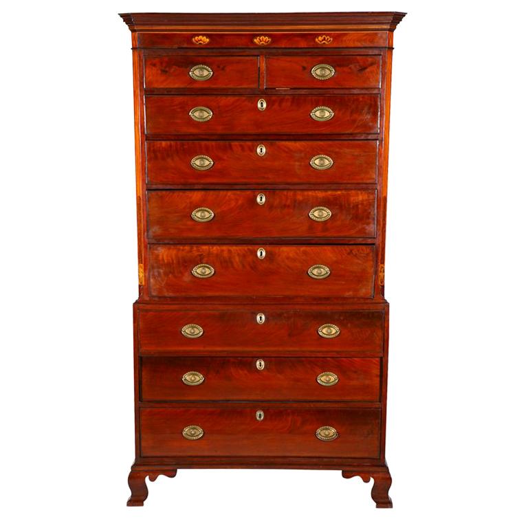 Mahogany Chippendale Style Chest on Chest For Sale at 1stDibs