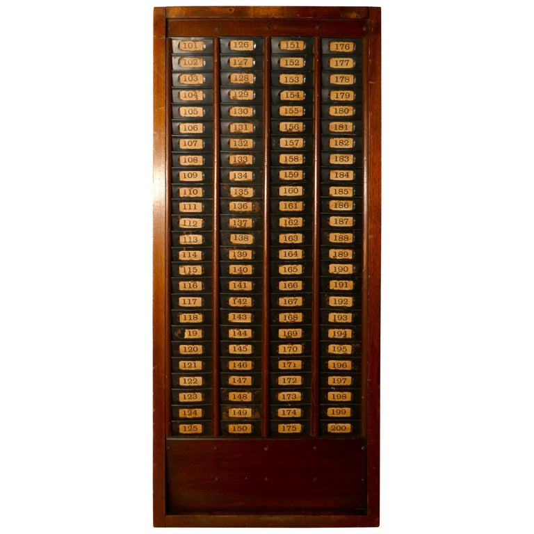 Mahogany Clocking in Time Card Rack at 1stDibs