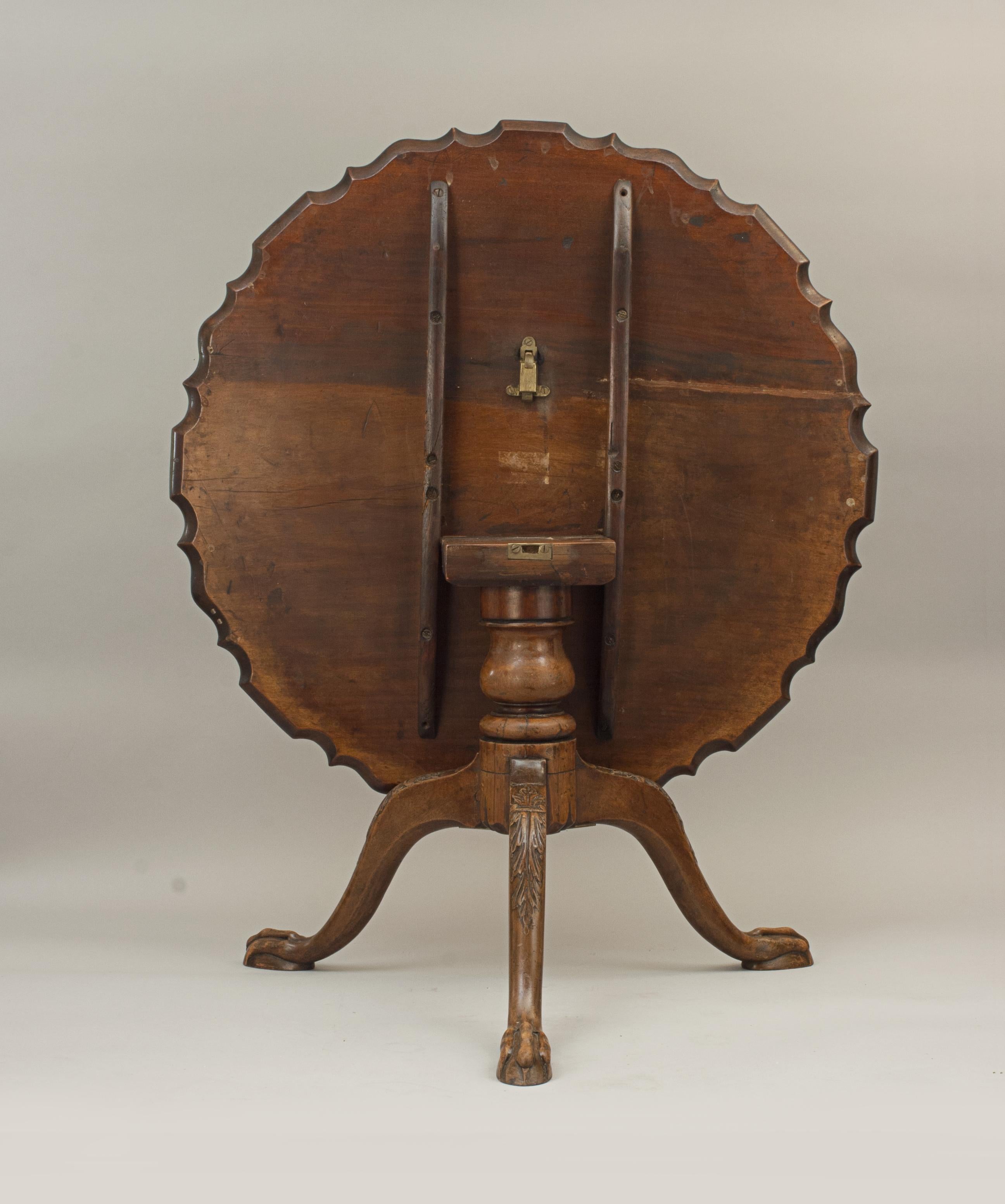 Mahogany Coffee, Pie Crust Tripod Table with Tilt-Top Action at 1stDibs