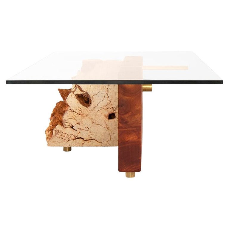 Mahogany Coral Marble Stone with Quartz Particles Brass Details Low ...