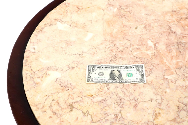 Mahogany Cup Shape Base Pink Marble Top Brass Claw Feet Center Table ...