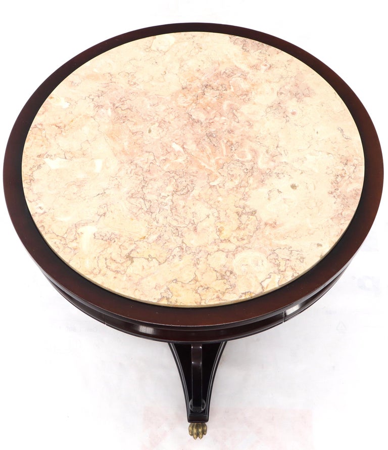 Mahogany Cup Shape Base Pink Marble Top Brass Claw Feet Center Table ...