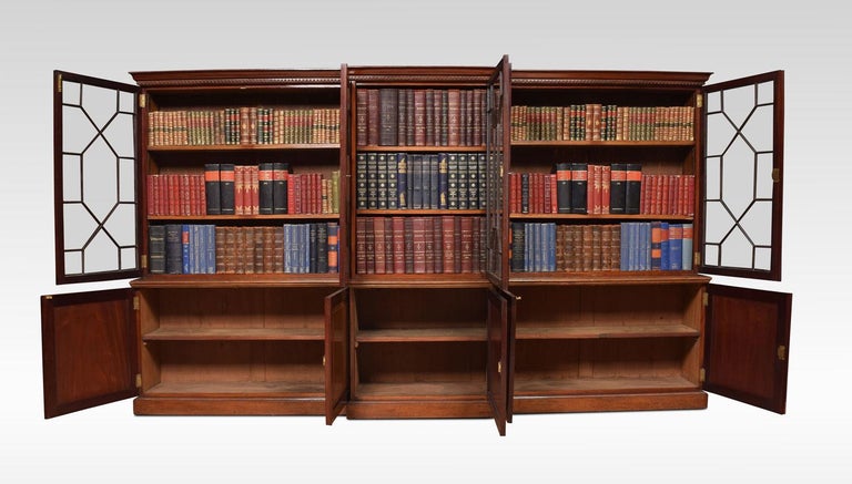 Mahogany Dwarf Breakfront Library Bookcase at 1stdibs