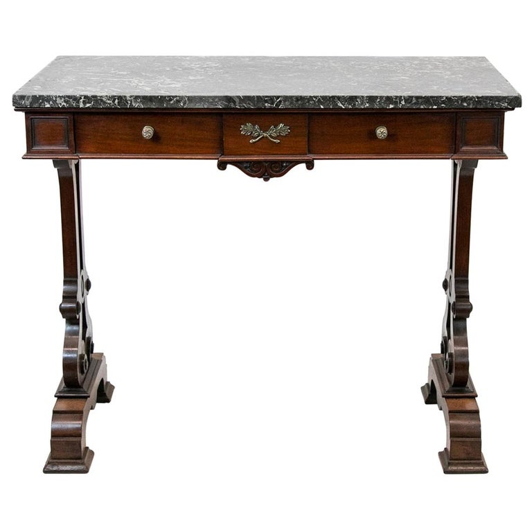 Mahogany English Marble-Top Console Table For Sale at 1stDibs