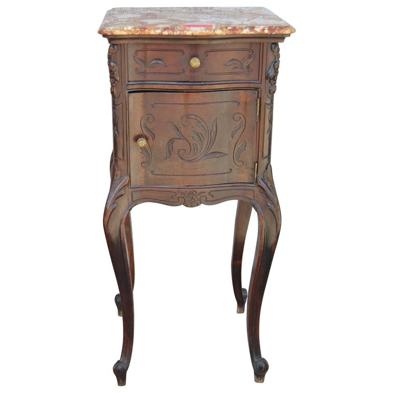 Mahogany French Marble-Top Nightstand or Side Table at 1stDibs | black ...