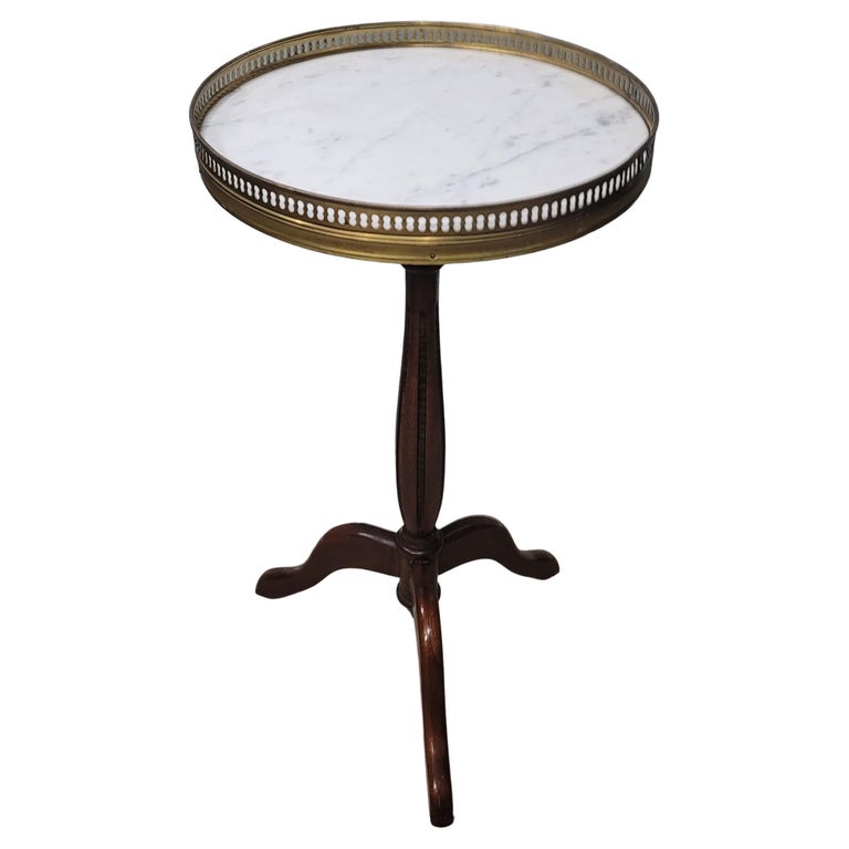 Mahogany French Wine Table Gueridon w/ Carrara Marble Top Insert and ...