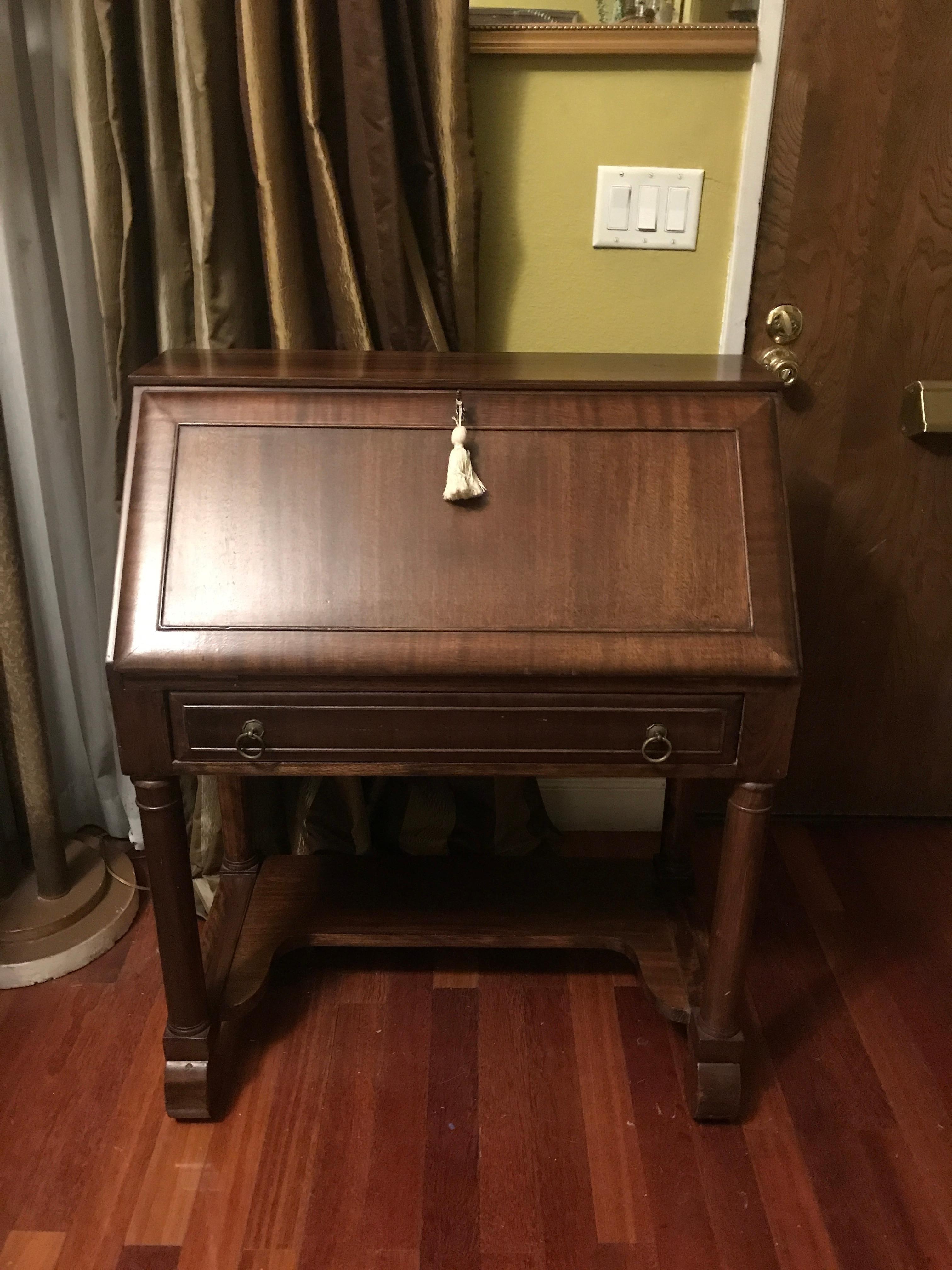 Mahogany Georgian Style Escritoire Fall Front Desk, American or English ...