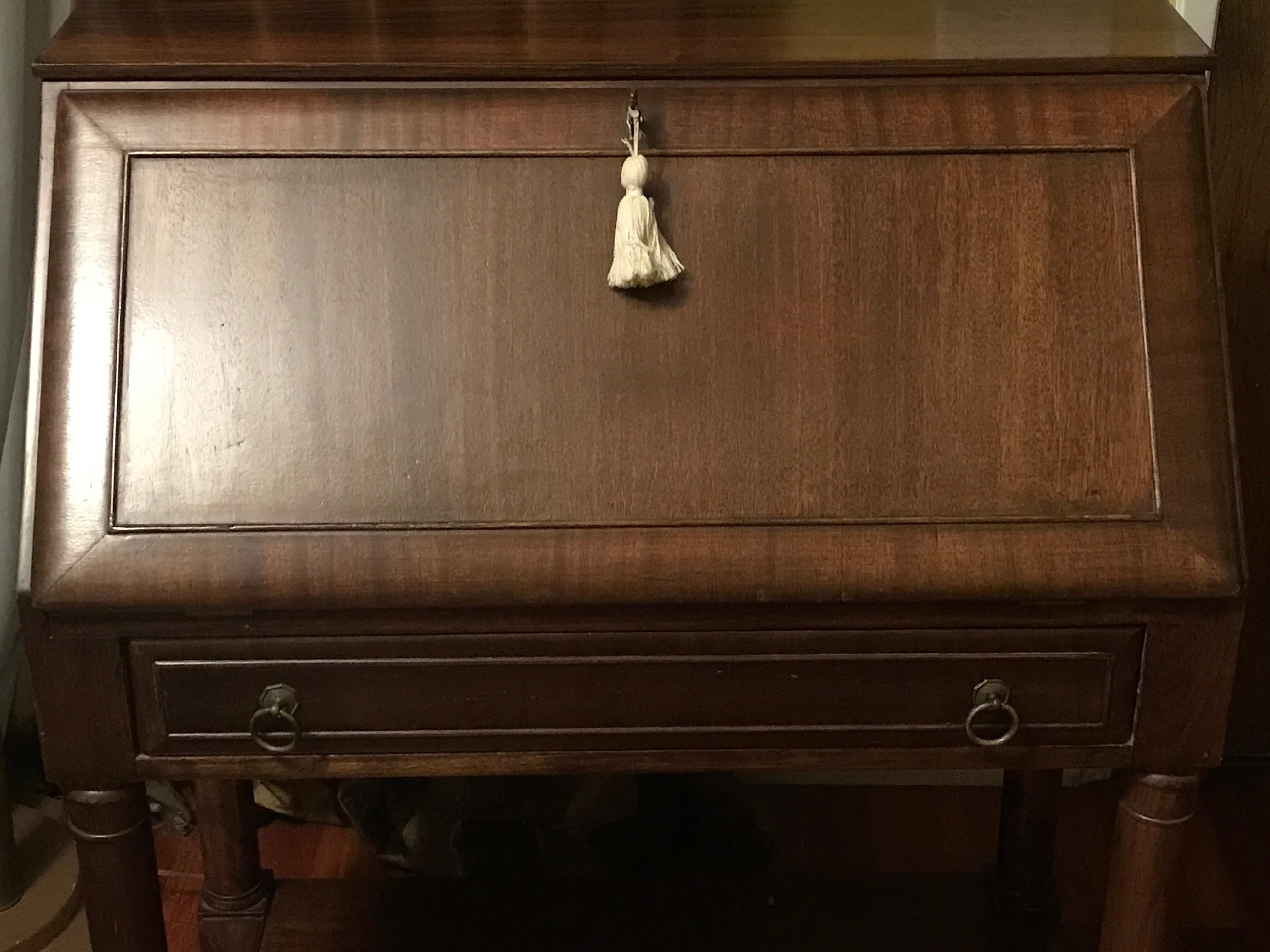 Mahogany Georgian Style Escritoire Fall Front Desk, American or English ...