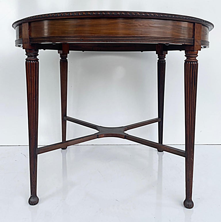 Mahogany Hand Caned Center Table with Glass Top and Fluted, Tapering ...