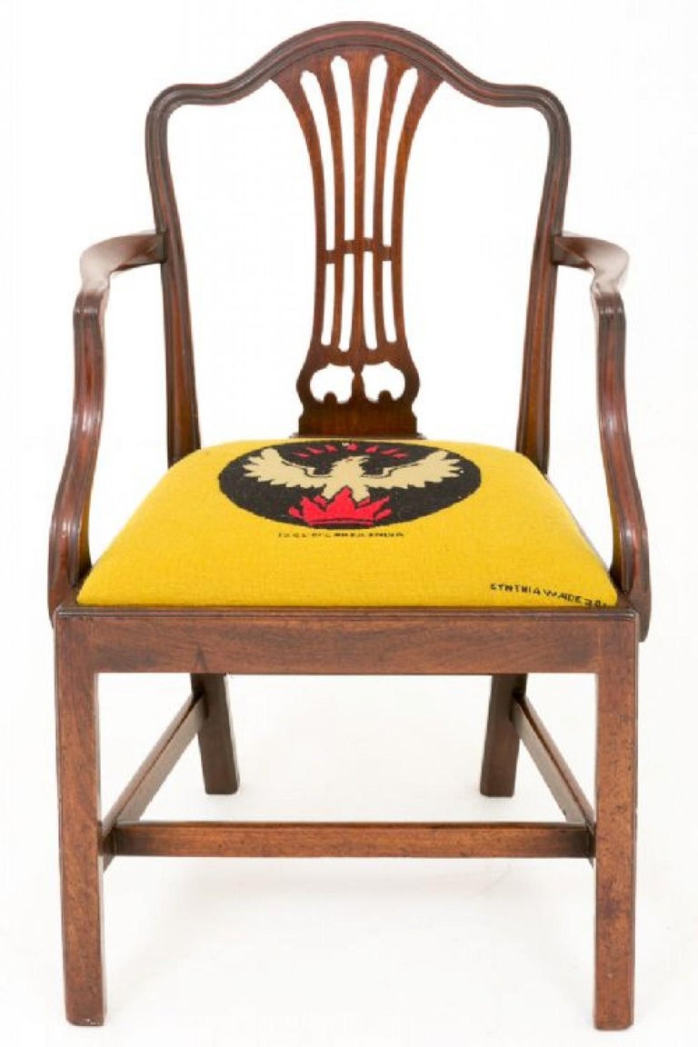 Mahogany Hepplewhite Desk Chair, Antique Arm Chairs For Sale at 1stDibs