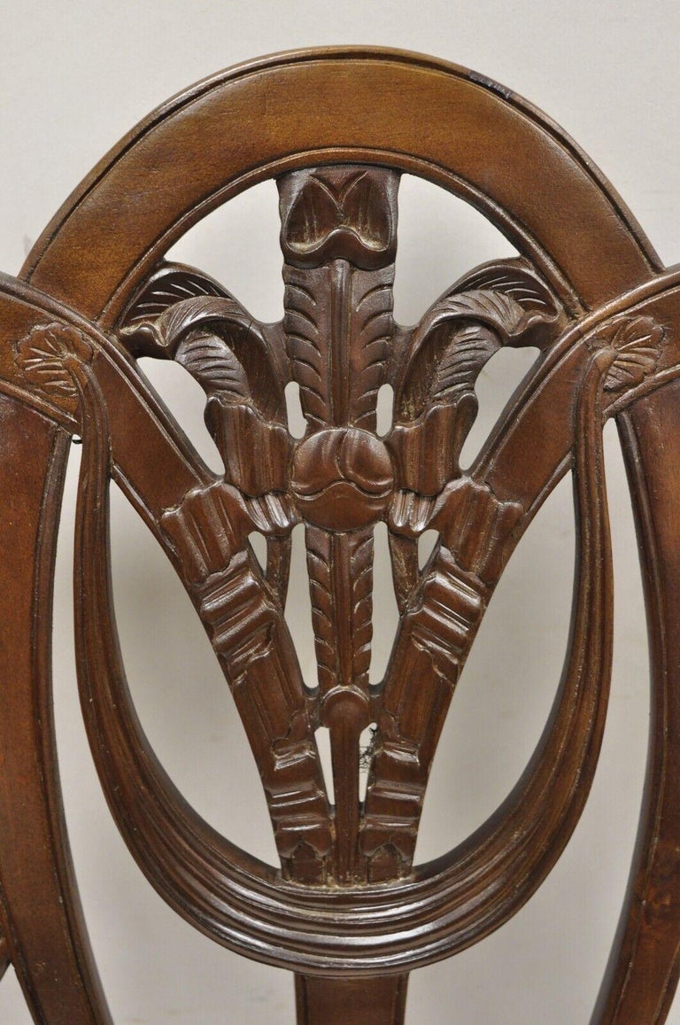 Mahogany Hepplewhite Style Prince of Wales Plume Carved Dining Arm ...