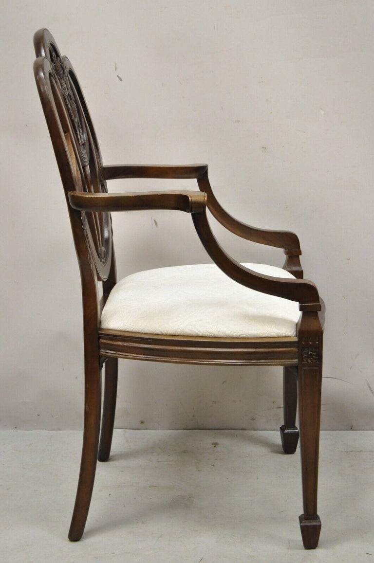 Mahogany Hepplewhite Style Prince of Wales Plume Carved Dining Arm ...