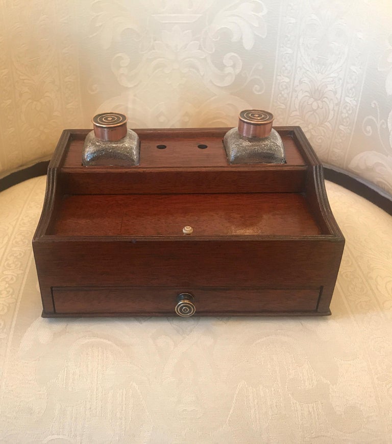 Mahogany Ink Stand Desk Organizer at 1stDibs