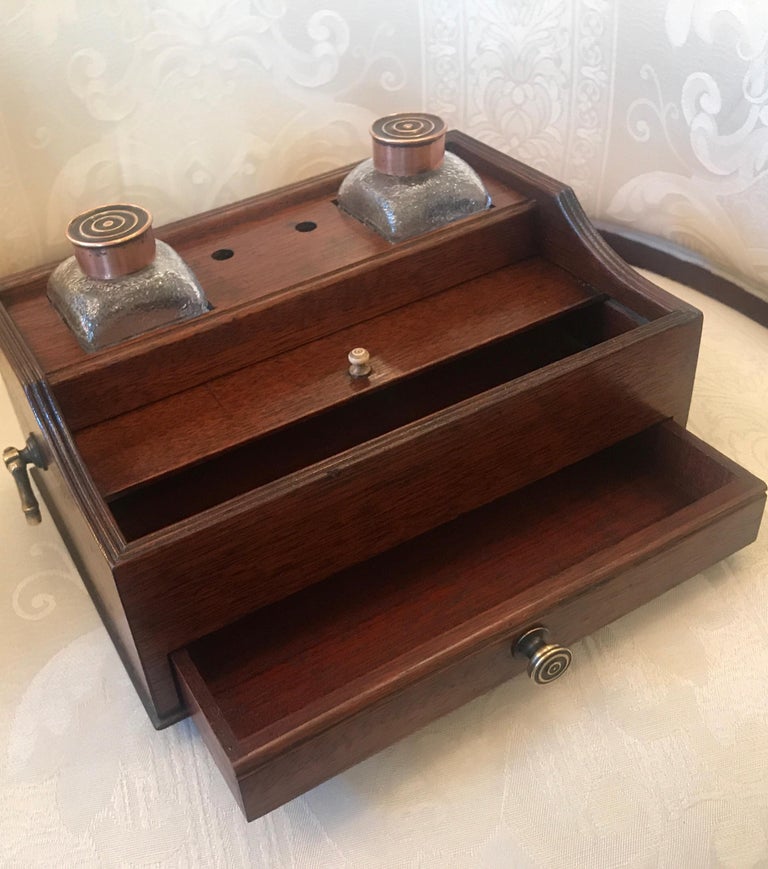 Mahogany Ink Stand Desk Organizer at 1stDibs